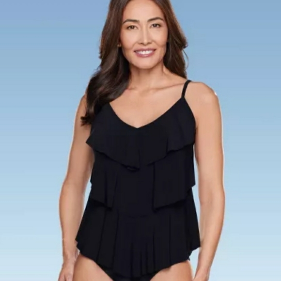 Aqua Green | Swim | Womens Upf 5 Black Tiered Tankini Top Aqua Green ...